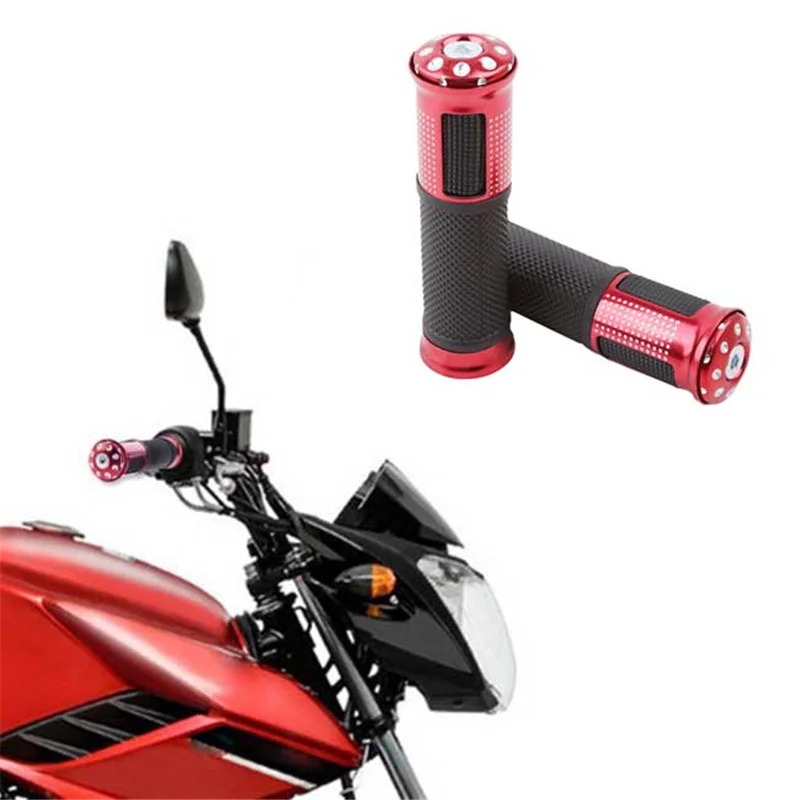 Universal 22MM Rubber Porous Carved Motorcycle Handle Grips For Bike ...