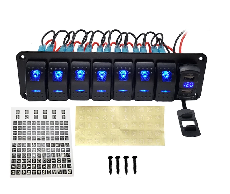 12v Led Rocker Switch Panel For Marine Boat Truck Caravan Car Socket ...