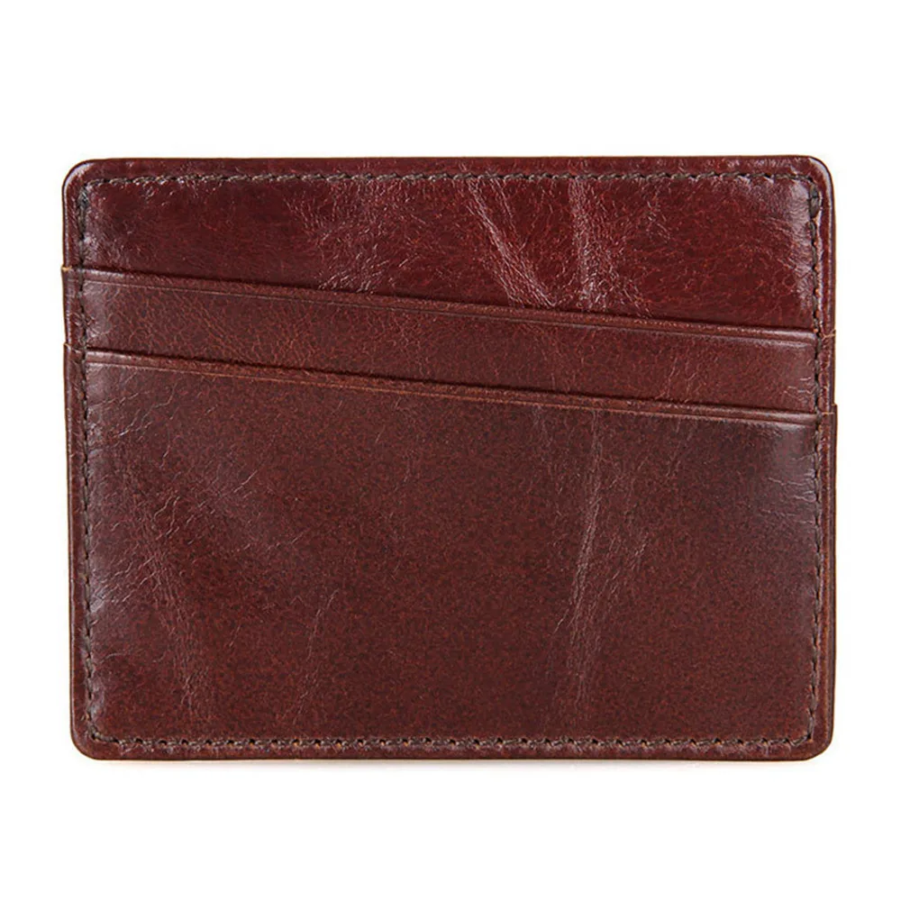 Tarjetero de piel auténtica para hombre, cartera delgada de lujo ...