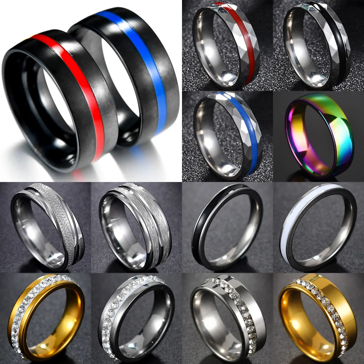 MeMolissa-Hot-Sale-Men-Women-Firefighter-Ring-Stainless-Steel-Thin-Blue ...