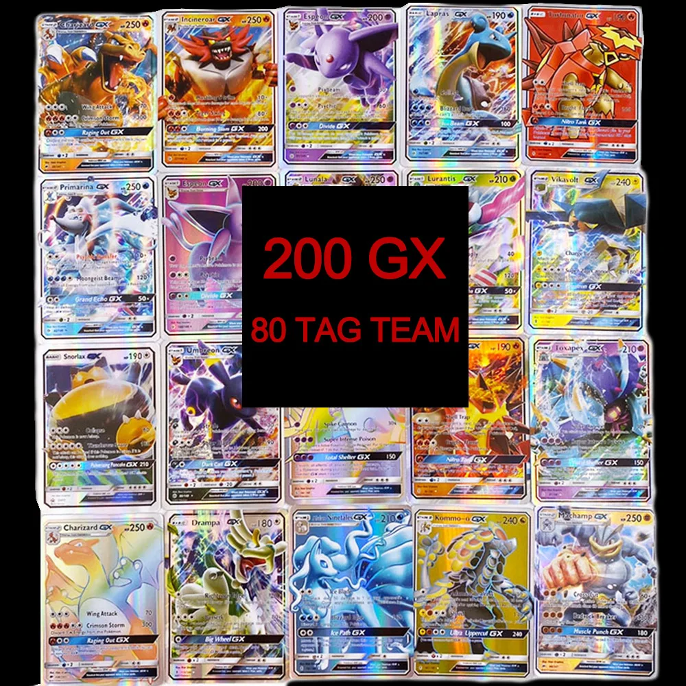 TOMY 200 PCS Pokemon TAG TEAM Card Lot Featuring 80tag team 20mega 20 ...