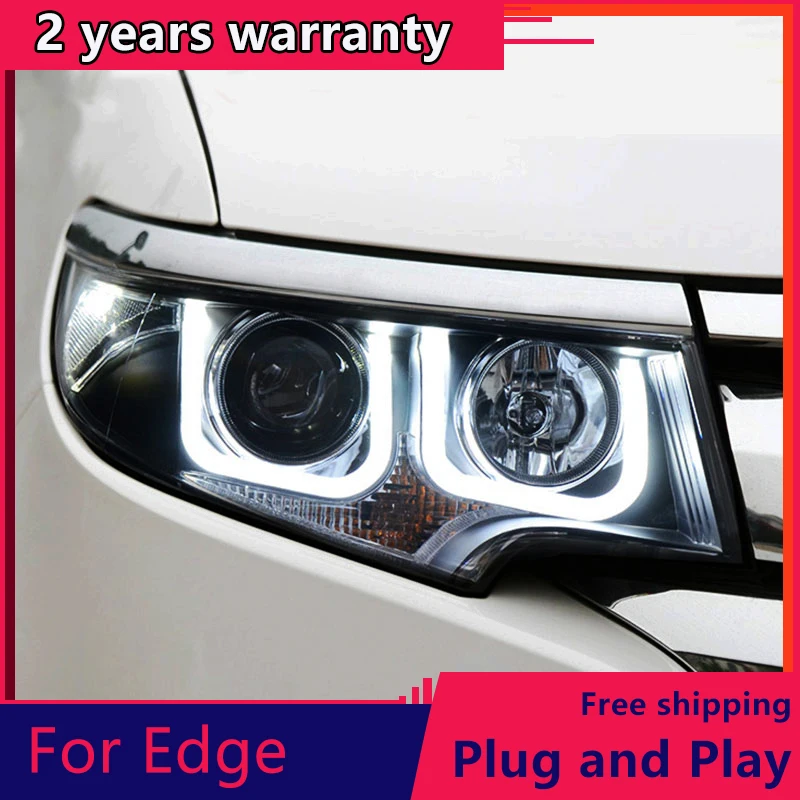 Kowell estilo do carro faróis para ford edge faróis led 2011 2014 bi ...