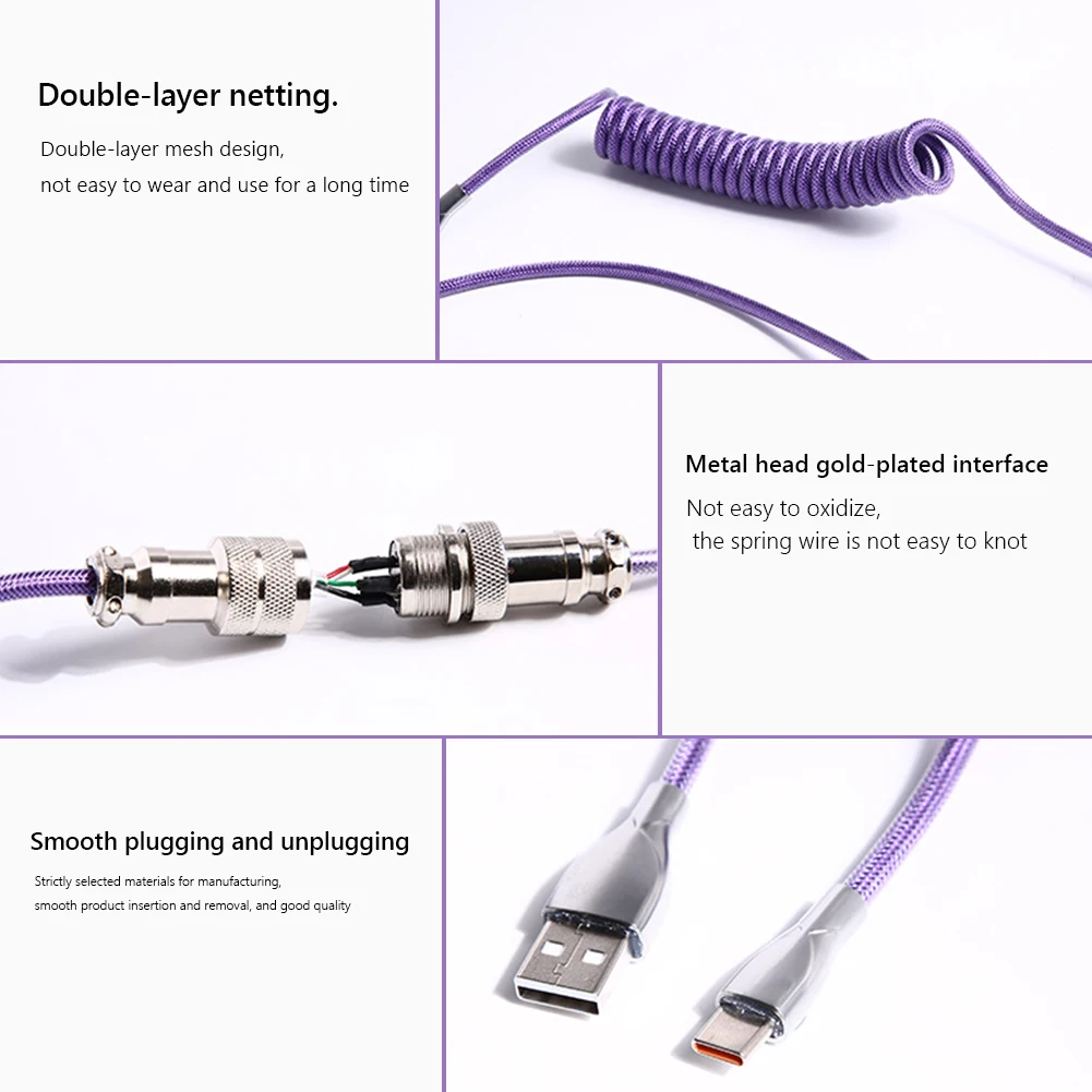 Coiled cable type C Mechanical keyboard wire USB keyboard cable ...