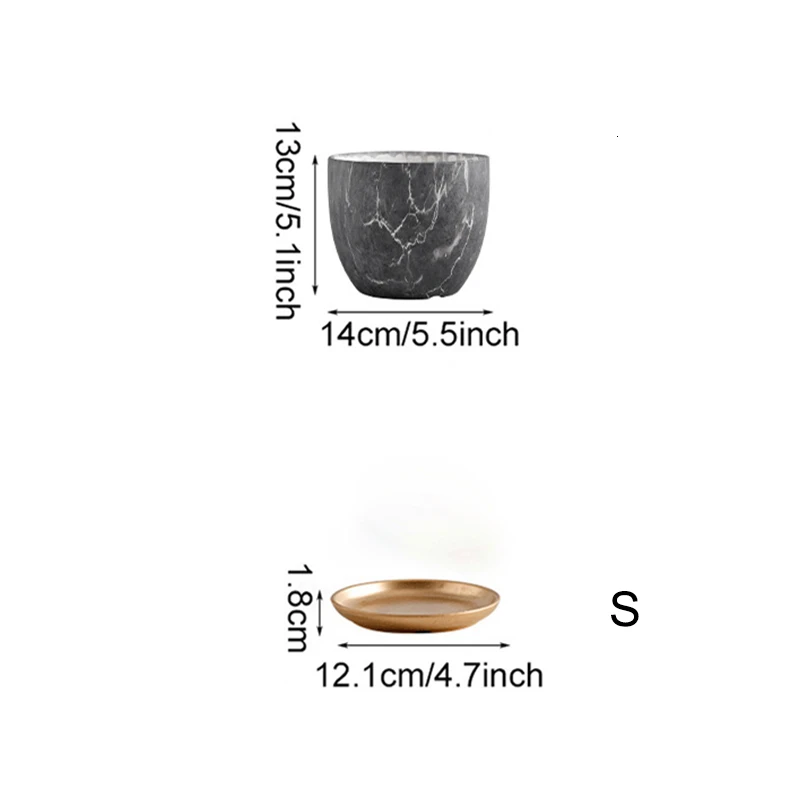 Нордический керамический цветочный горшок с черным мраморным узором ...