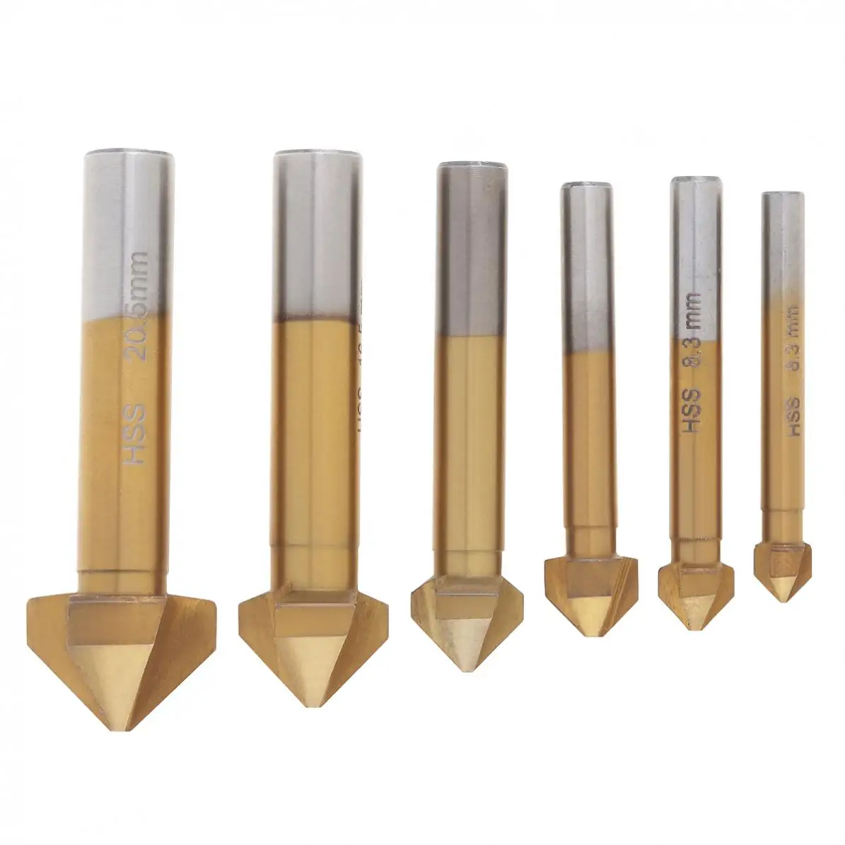 6Pc-HSS-Countersink-Titanium-plated-90-Degree-Chamfering-End-Mill ...