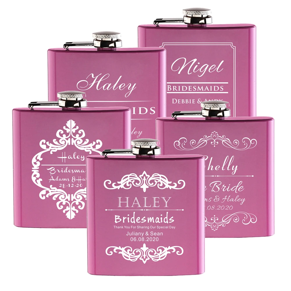 Personalized-Flask-6oz-Hip-Flask-Engrave-Stainless-Steel-Flask-Bride ...