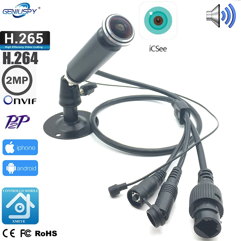 XMEYE 1080P 2MP Mini Ip Camera H.265 Plug and Play Fisheye Lens 2.1MM ...