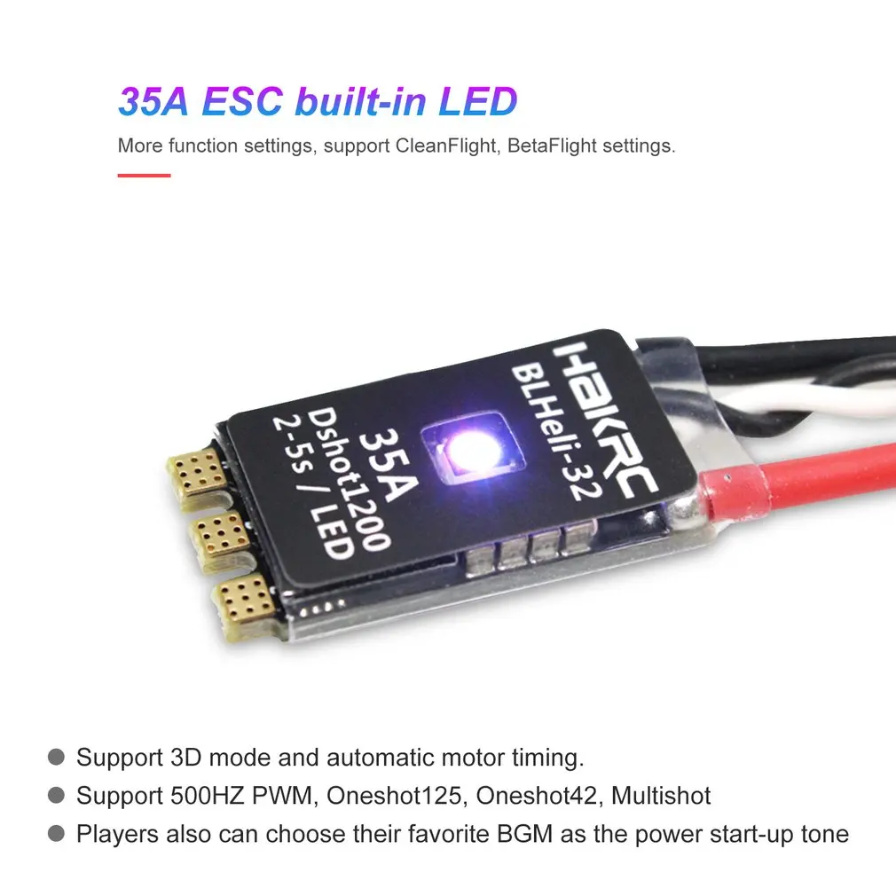 HAKRC BLHeli_32 Bit 35A 2-5S ESC встроенный светодиодный Поддержка Dshot1200 Multishot для FPV ...