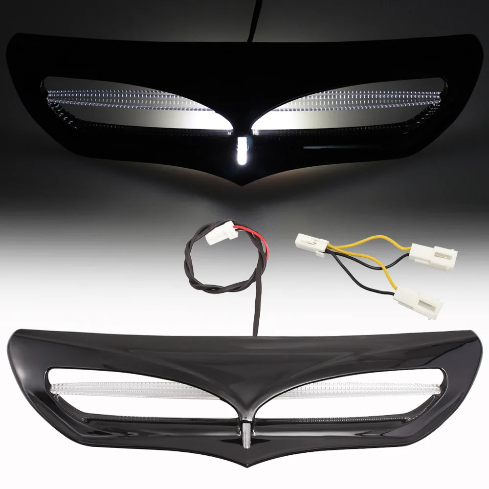 Motorcycle Batwing Fairing Vent Trim with LED Accent Lights Cover For ...