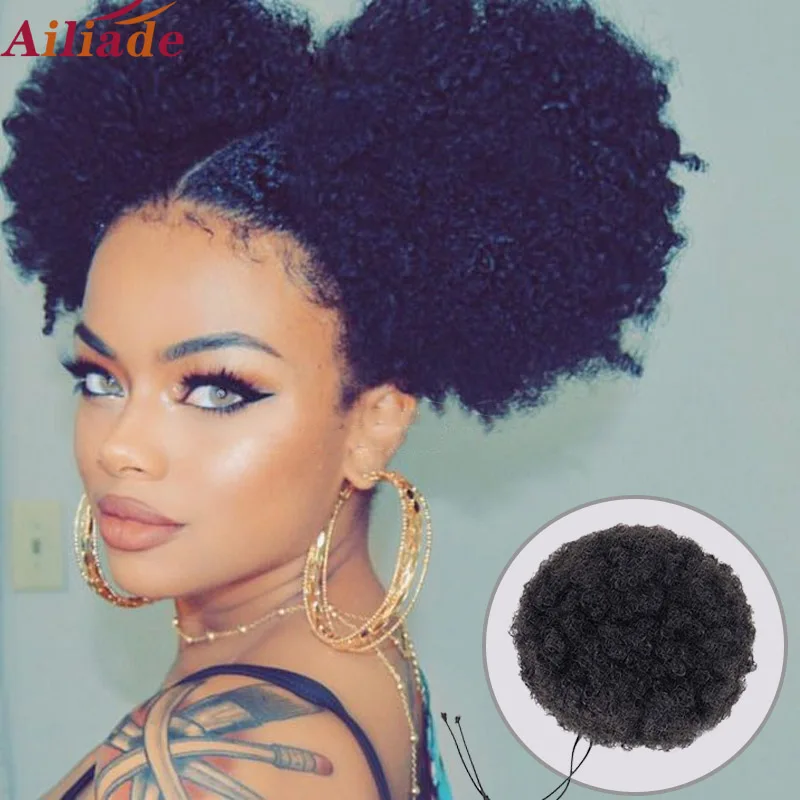 AILIADE Synthetic Puff Afro Short Kinky Curly Chignon Hair Bun ...