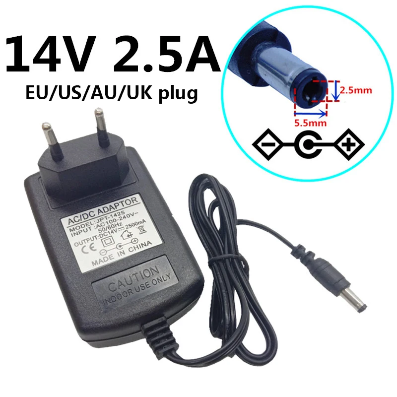 14V 2.5A Power Adapter AC 100 240V to DC 14 Volt 2500mA Switch Supply ...