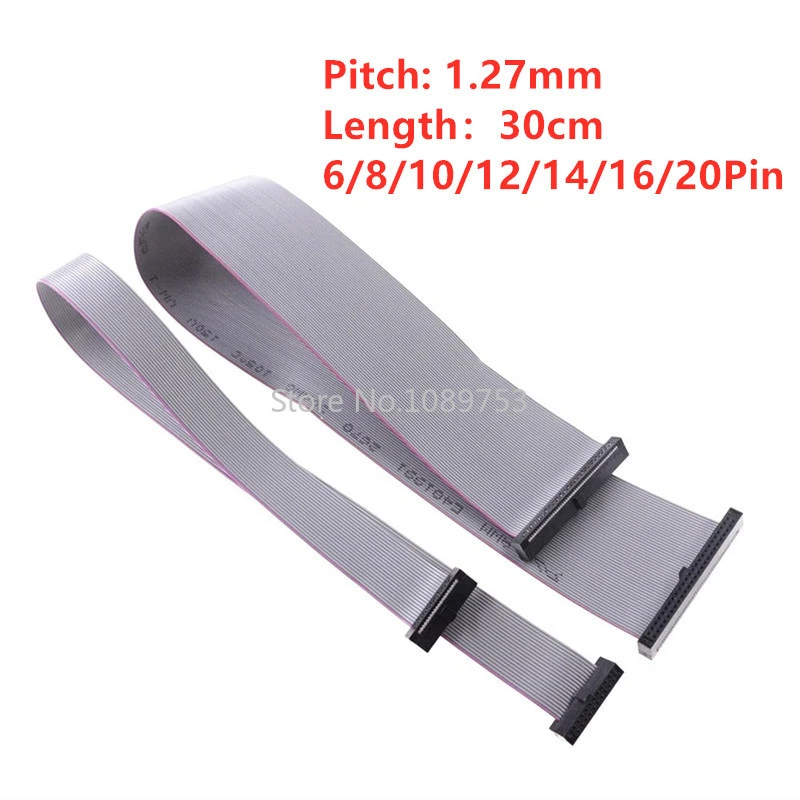 1pcs 1.27mm Pitch 30cm 6p 10p 14p 16p 20p Jtag Isp Download Cable Gray Flat Ribbon Data Cable ...