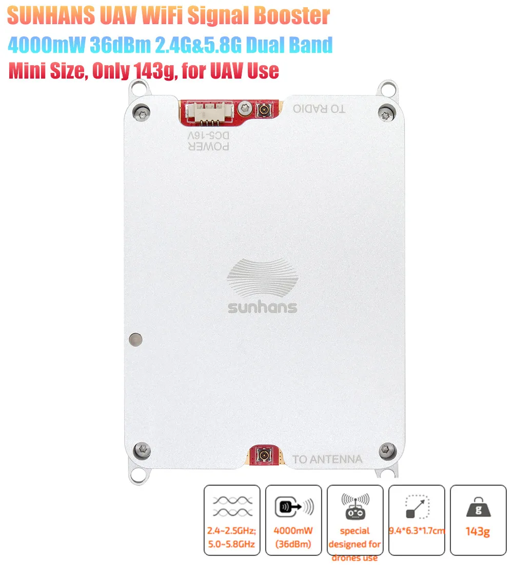 Genuine-Sunhans-4000mW-36dBm-Dual-Band-2-4G-5-8GHz-UAV-WiFi-Signal ...