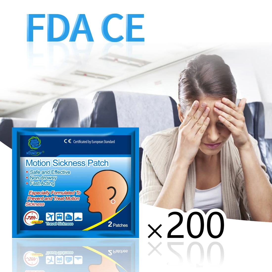KONGDY-200Bags-400Pieces-Travel-Motion-Sickness-Patch-for-Cruise-Airplane-Car-Vomiting-Anti ...