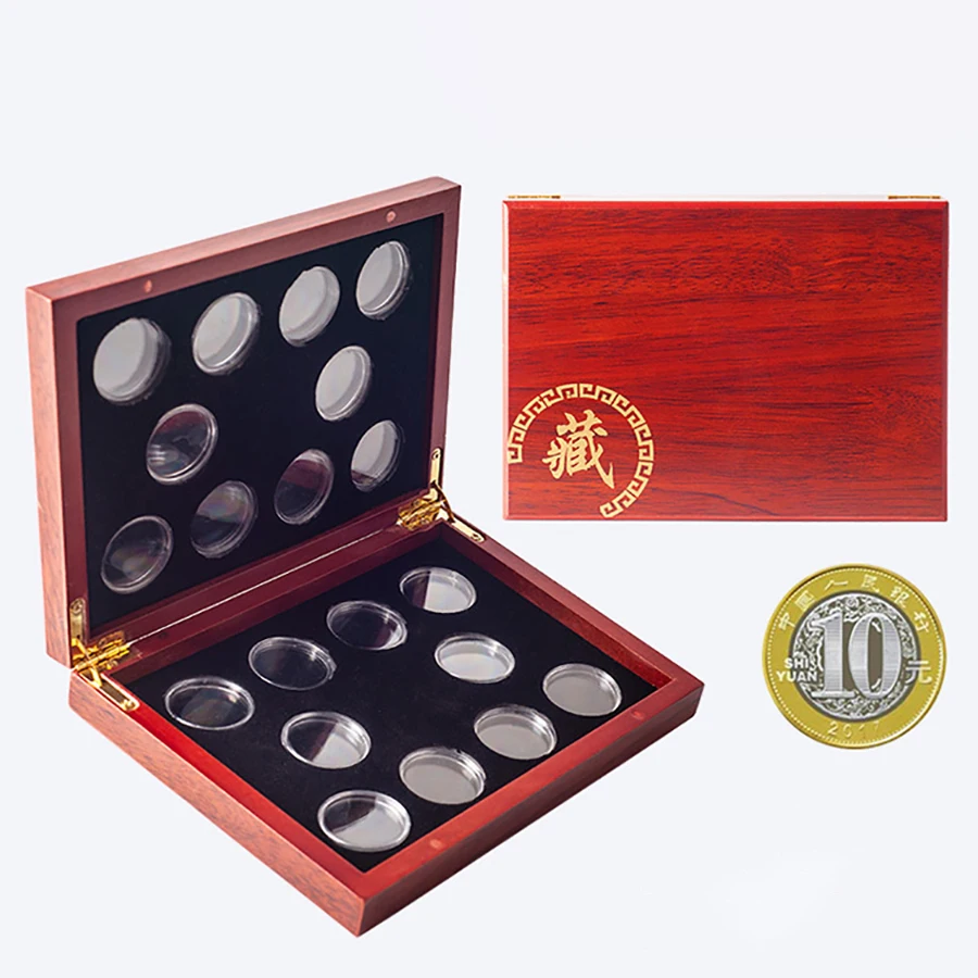 Red-Round-Coins-Case-Holders-Storage-Container-Display-27mm-40mm-Cases ...
