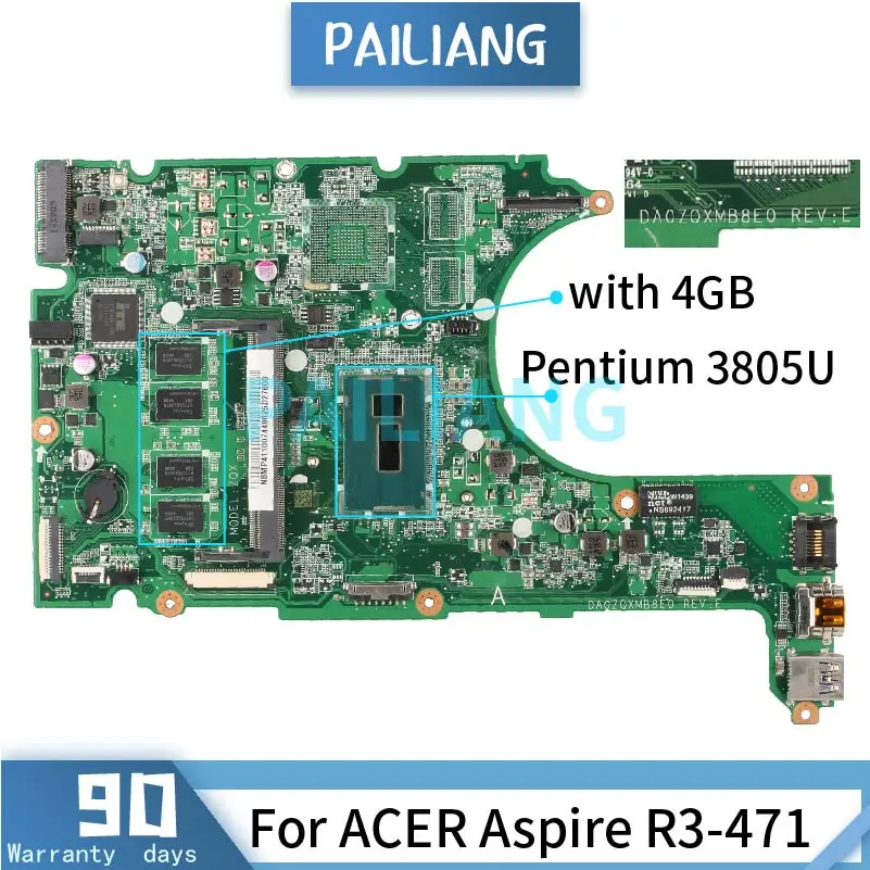 Placa-base-con-4GB-de-RAM-para-port-til-ACER-Aspire-R3-471-Pentium ...
