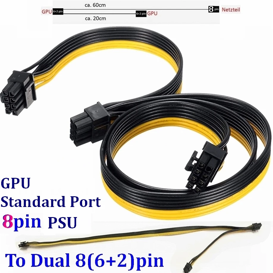 Atx Psu Modular 8 Pin 8pin To Dual 8 Pin (6+2) 8pin Pci E Express Pci-e ...