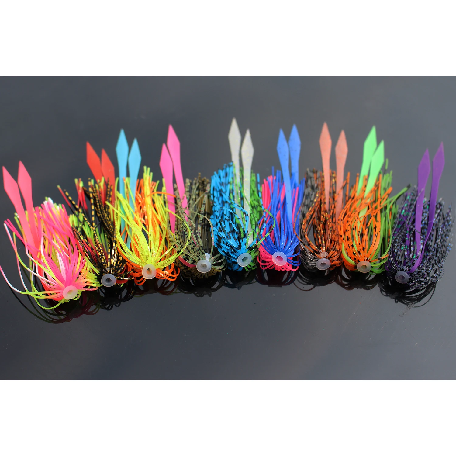 Tigofly 9 pcs 9 colors Colorful Silicone Skirts Streamer Spinnerbait ...