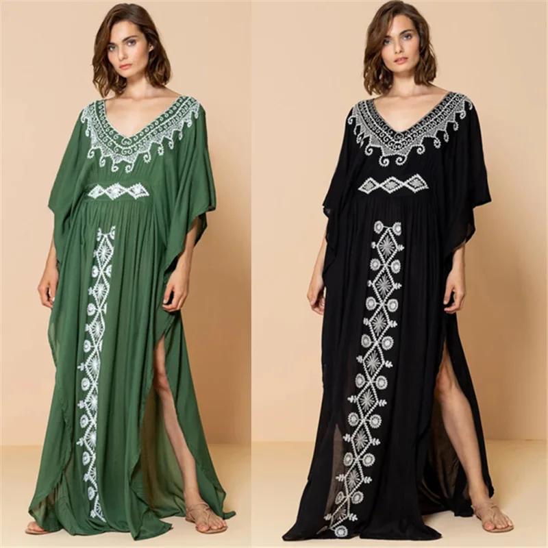 Vestido informal bohemio para mujer, ropa de talla grande, caftán ...