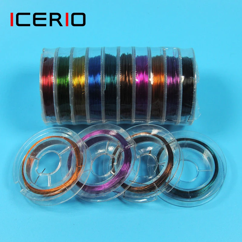 ICERIO 10 Colors Fly Tying Copper Wire 0.3mm*10m Midge Larve Nymphs ...