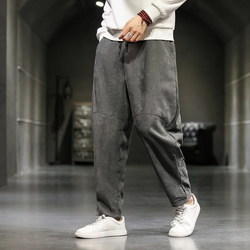 Men Harem Pants Drop Crotch Pockets Joggers 2022 Solid Casual Trousers ...