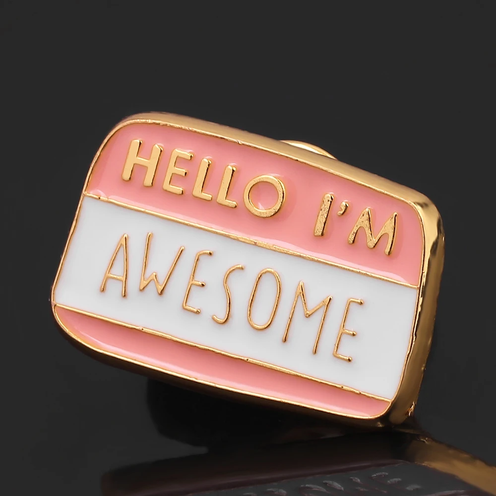 Hello-Funny-Text-Pins-I-m-AWESOME-Memo-message-Banner-Lapel-Pin-Badge ...