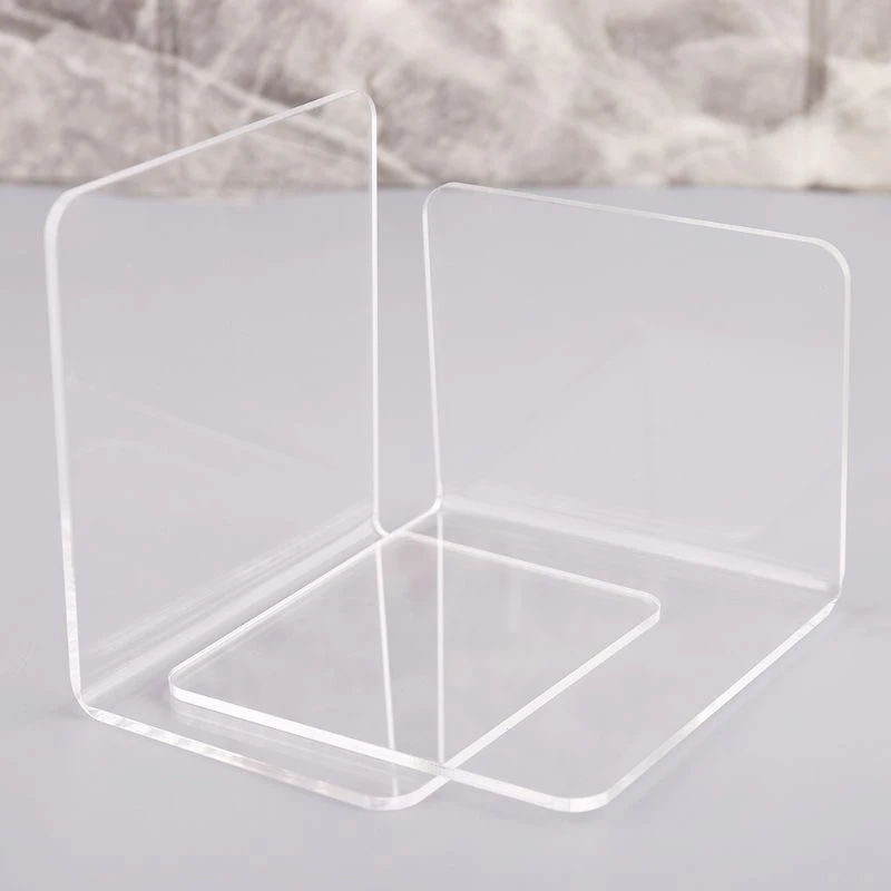 2pcs L-shaped Clear Acrylic Bookends Desk Organizer Desktop Shelf Book ...