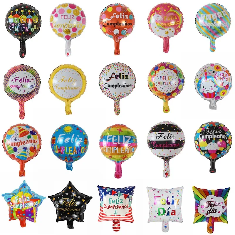50pcs-10inch-Spanish-Happy-Birthday-party-Foil-Balloons-Feliz ...