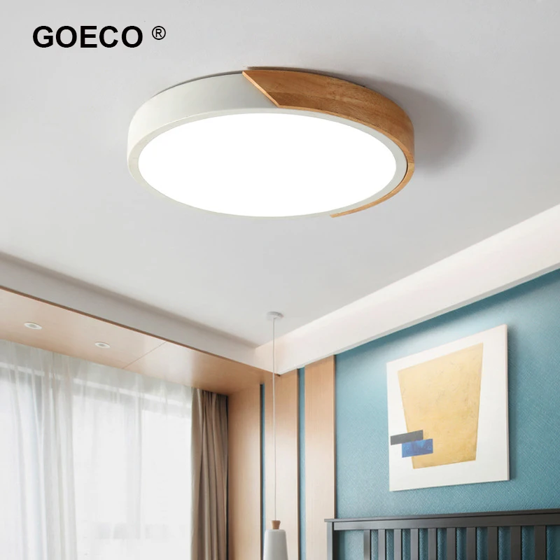 Led Ceiling Lights, Indoor Wooden Round Modern Led Ceiling Lights Ø30cm ...