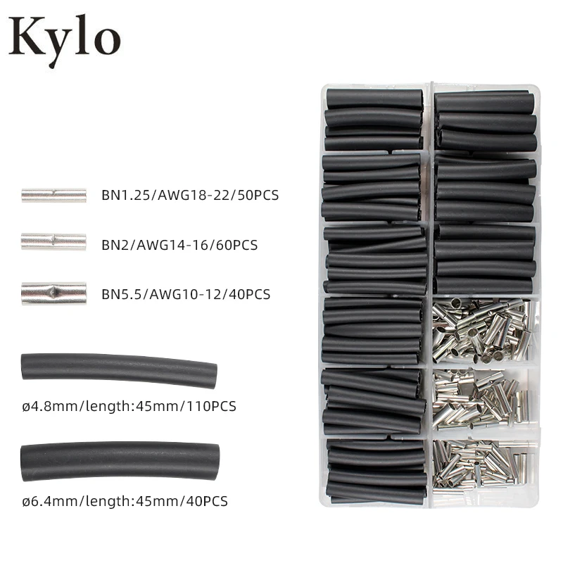 Terminals & Kits MeterMall 240pcs AWG Gauge Non-Insulated Butt ...