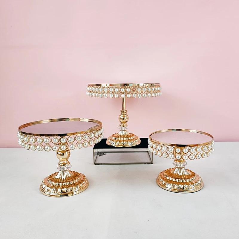 New Style Pearl Cake Stand Gold Cupcake Home Party Round Cupcake ...
