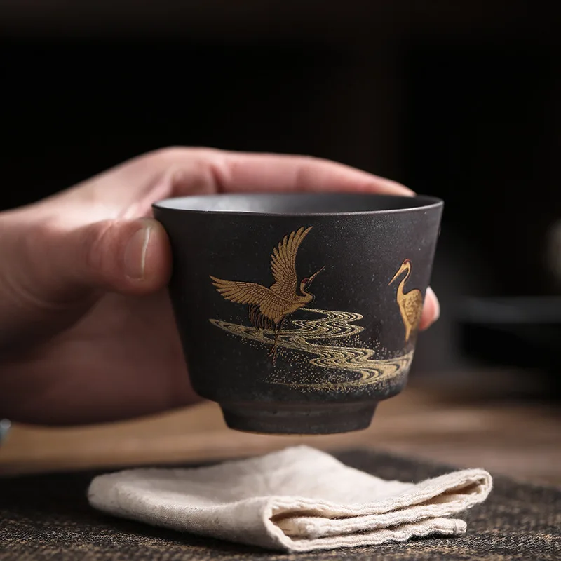 Japanese Style Handmade Kiln Baked Ceramic Cup 4 PCs Set Master Cup ...