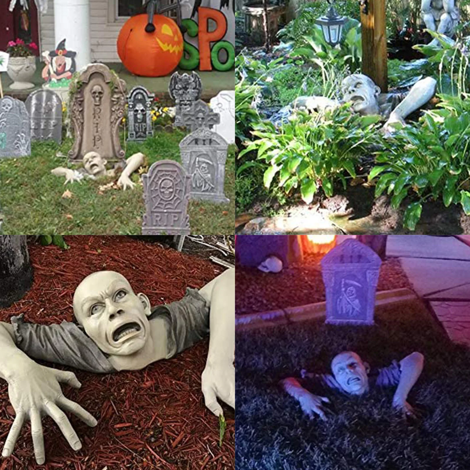 Zombie Garden Statue For Halloween - Graveyard Decoration Patio, Lawn ...