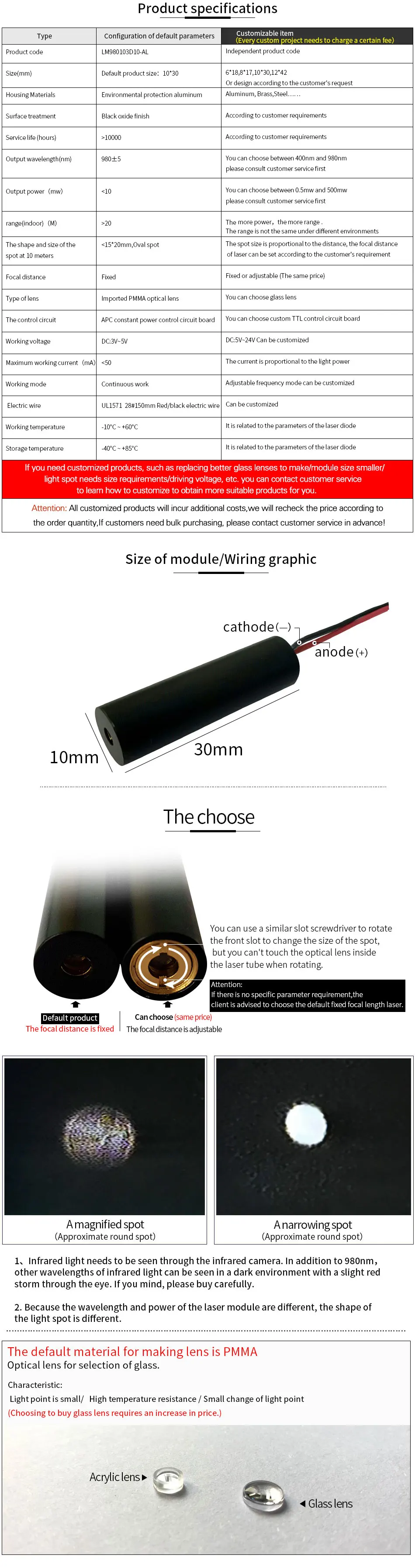 Lampe frontale,Module laser à points infrarouges, absolument invisible ...