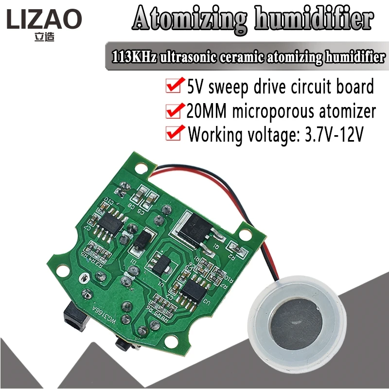 20mm 113KHz Ultrasonic Humidifier Mist Maker USB Ceramic Atomizer ...