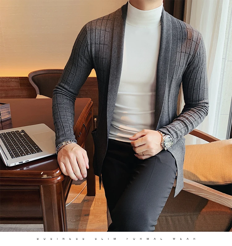 Gilet-cardigan,Cardigan à manches longues et col rabattu pour Homme ...