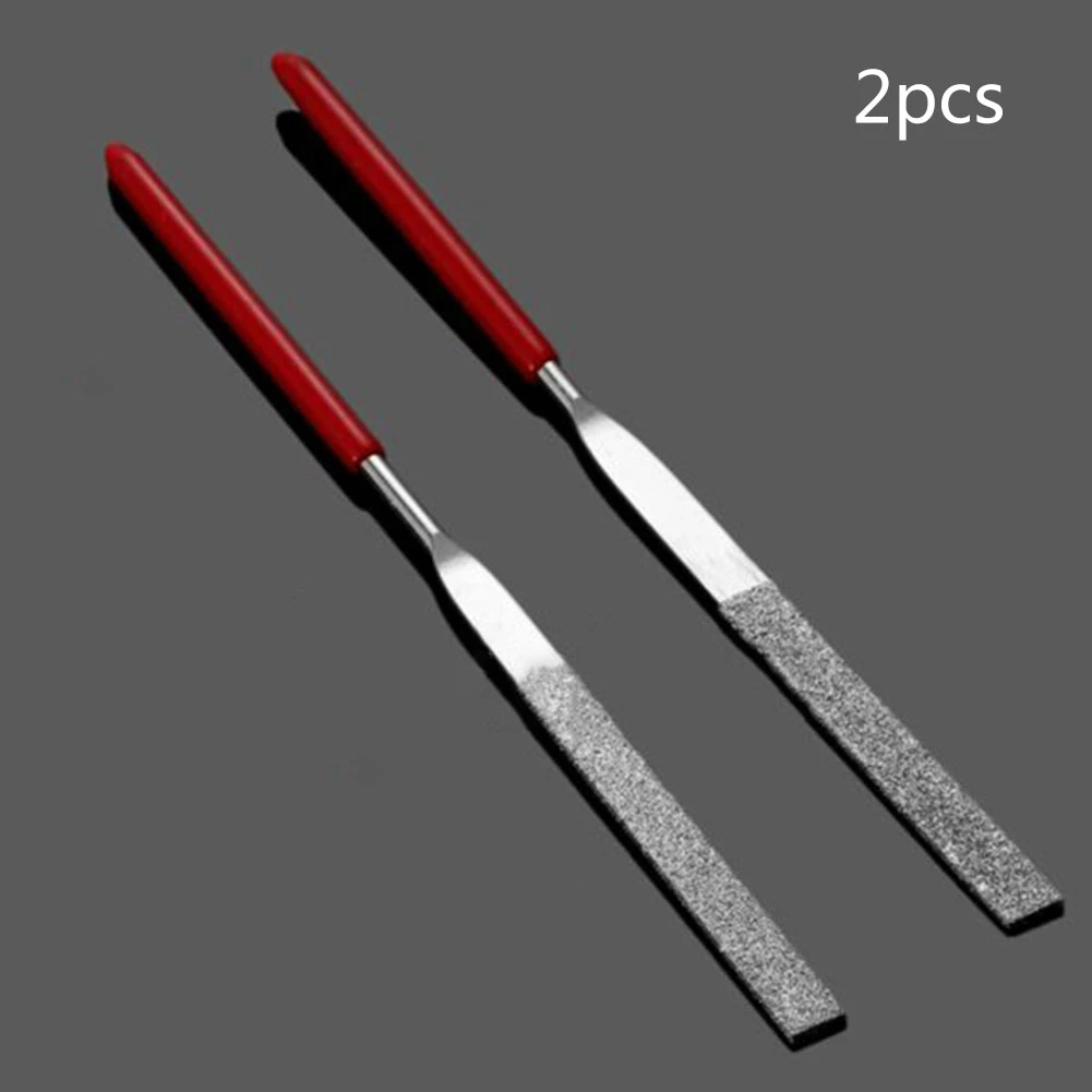 2pcs Diamond File Set Plastic Handle Metal Stone Grinding Flat Diamond ...