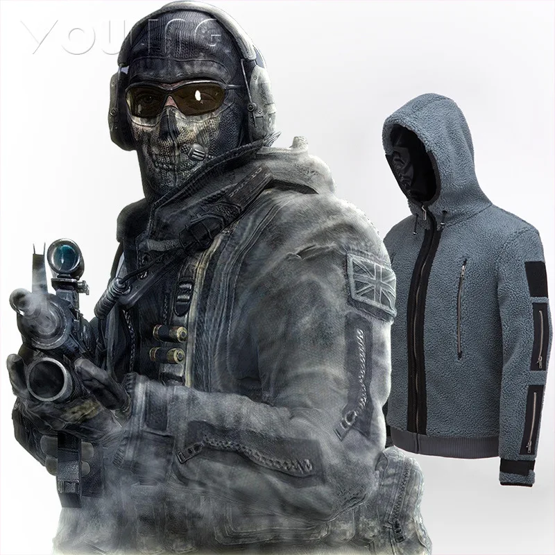 Ane 콜 오브 듀티 그린 고스트 코트 코스프레 의상 후드 COD Ghost Combat Uniform 여성용 남성용 지퍼 코트 ...