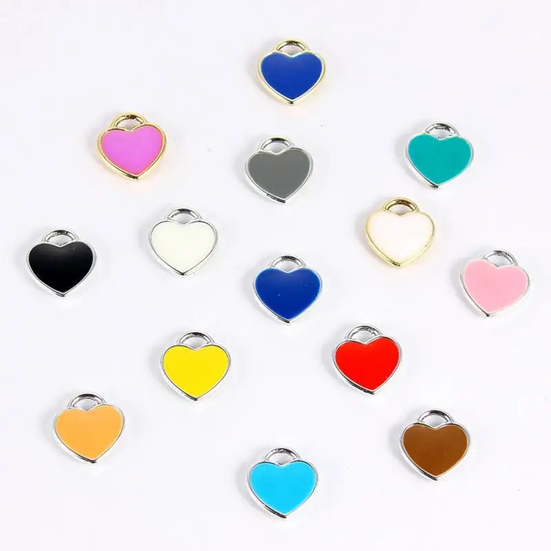 Colorful Enamel Charms Heart Charms Pendants For Diy Necklaces ...