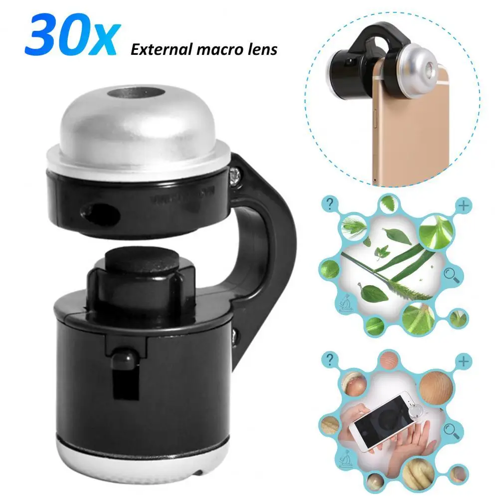 Phone-Microscope-Lens-Anti-scratch-Wide-Angle-with-LED-Light-30X ...