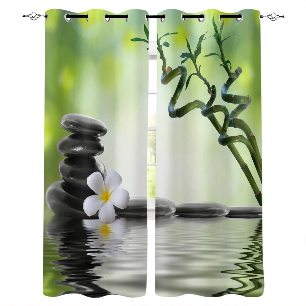 Orchid Stones Bamboo Zen Window Interior Curtain Valance Door Room ...