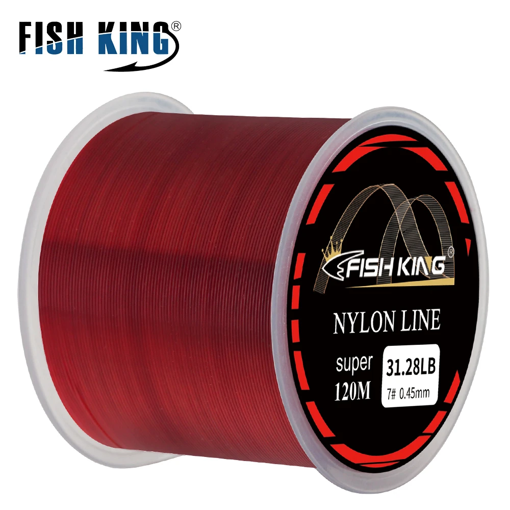 FISH KING 120M Nylon Fishing Line 5colors 4.13LB 34.32LB Carp Line ...