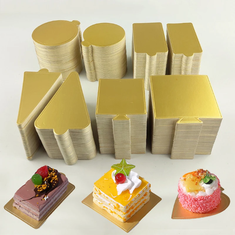 Meibum-Dessert-Board-Base-Golden-Paper-Plates-Silver-Mousse-Mat-100pcs ...