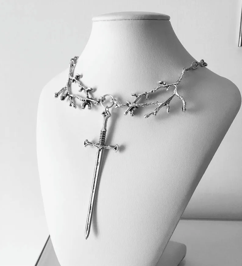 Tree-Branch-Sword-Viking-Necklace-Chain-With-Pendant-Goth-Forest ...