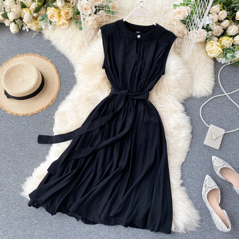 Robe élégante col rond ajourée pour femme de bureau - Type Bleu Blanc ...