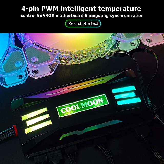 COOLMOON ARGB Controller 4Pin PWM 5V 3Pin ARGB Cooling Fan Smart Remote ...