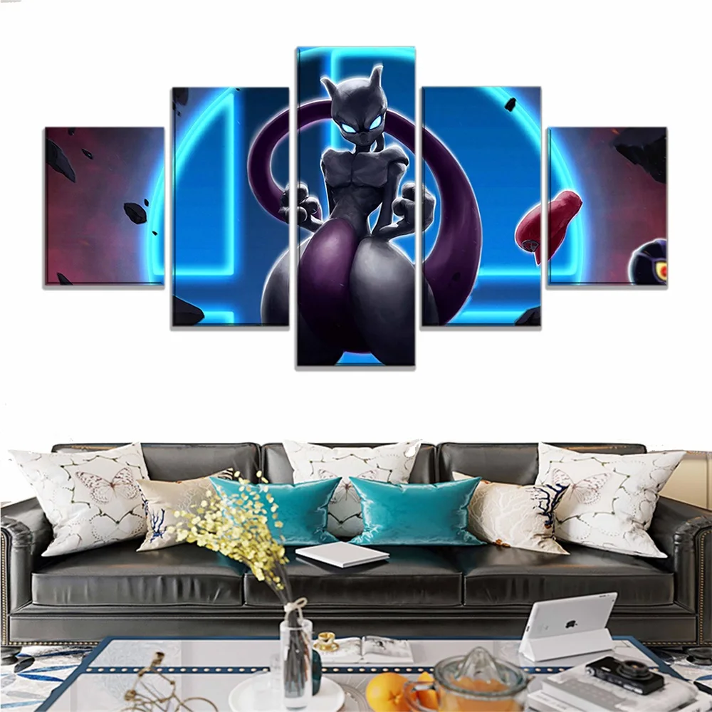 Pokemon Mewtwo Painting Canvas Wall Art Poster - KawaiiMerch.com