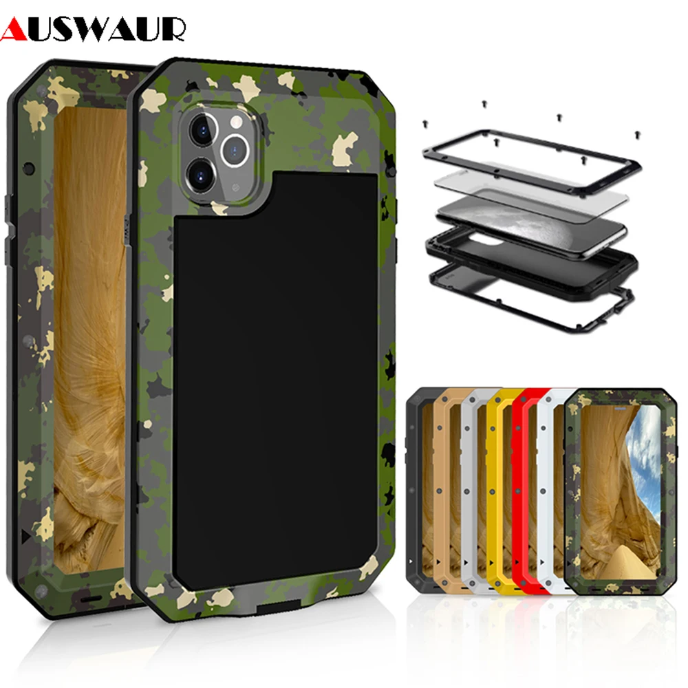 Metal Extreme Shockproof Military Heavy Duty Tempered Glass Cover Case ...