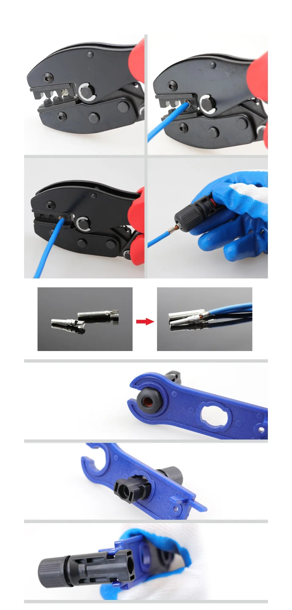 Pince outil,Jeu de pinces à sertir de couleurs, outil de sertissage pour énergie solaire ...