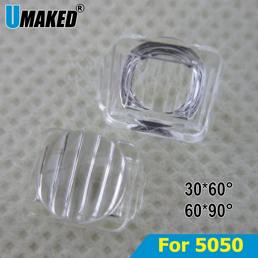 100pcs Led 5050 Lens Streak High Quality Pmma 7.6*7.6mm Convex Optical ...
